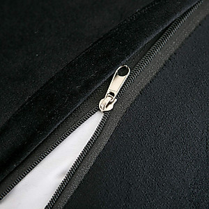 WLNUI Set of 2 Black Decorative Pillow Covers New Luxury Series Merino Style Faux Fur Fluffy Throw Pillow Covers Square Fuzzy Cushion Case 18x18 Inch