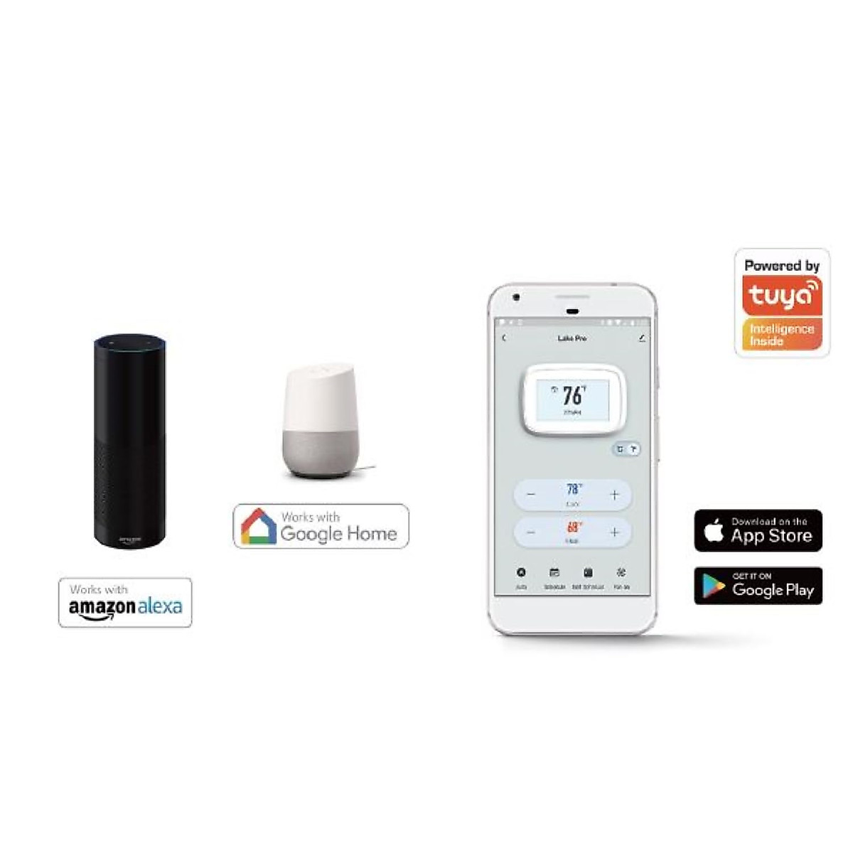 Lakepro-1 Programmable Thermostat for Home - Wi-Fi Enabled with Alexa Compatibility - Control Temperature and Remote Monitoring with Phone App (Requires a C Wire)