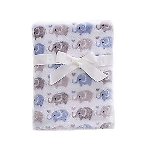 CREVENT 30"X40" Cute Lightweight Silky Cozy Warm Baby Blanket for Boys Infant Toddler Newborn Unisex Crib Cot Stroller, Baby Shower, Summer Spring - Blue Elephant