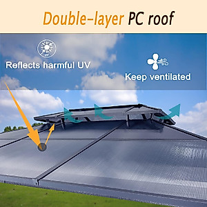 10'x13'Hard top Gazebo Patio Pavilion Double Room PC Roof Canopy Outdoor Aluminum Frame Permanent Metal Pavilion with Net and Curtain, Suitable for Backyard, Garden, Lawn (Grey)