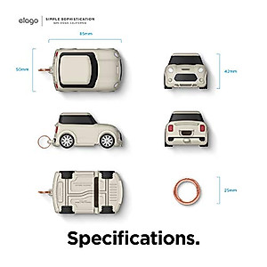 elago Mini Car AirPods Case with Keychain Compatible with AirPods 1 and Compatible with AirPods 2 [Headlights and Taillights Glow in The Dark] [Patent Registered] [Classic White]