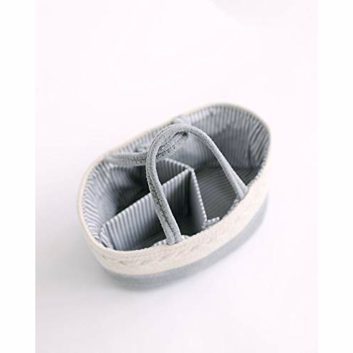 Stroller Society Diaper Caddy Organizer for Baby, Nursery Storage Basket, Cotton Rope Storage Basket (Gray)