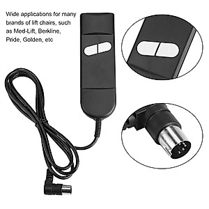 2 Button 5 Pins Hand Controller, Multiple Uses 2 Button 5 Pins Plug Connector Recliner Hand Control, Remote Replacement Part for Lift Chairs Electric Recliner, for 5-Pin 4-Core Sofa, Black