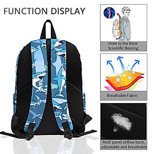Shark Backpack Classic Shark Bookbag,Gradient Shark Laptop Bag with Multiple Pockets,Durable Shoulders Backpack (Gradient Shark)