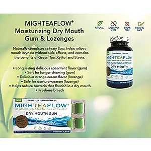 MighTeaFlow Natural Dry Mouth Lozenge w/ Xylitol, Clinically Tested, Developed by University Dental Professionals, Orange Cream Flavor, 90 Count