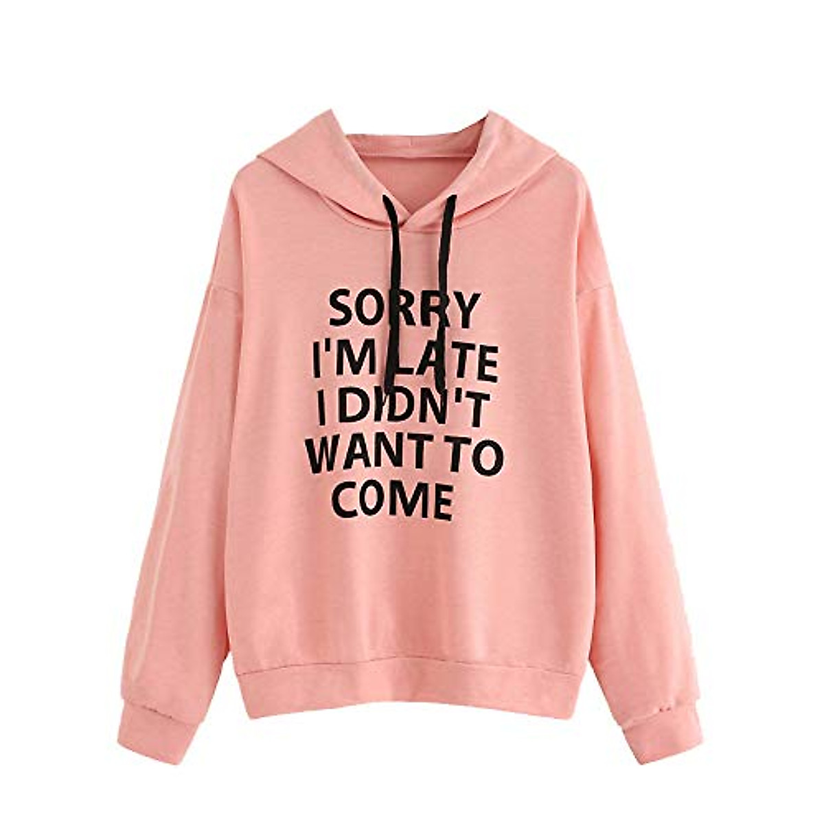 Long Sleeve Pullover Hoodie for Women Men Girls Solid Letter Printed Hooded Sweatshirt Top Blouse Autumn Winter Pink