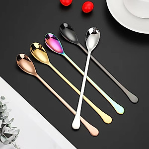 Long Handle Spoons,8-inch Ice Tea Spoon, Coffee Stirrers,Ice Cream Spoon, AXIAOLU Premium 18/10 Stainless Steel Cocktail Stirring Spoons, Set of 4 golden…