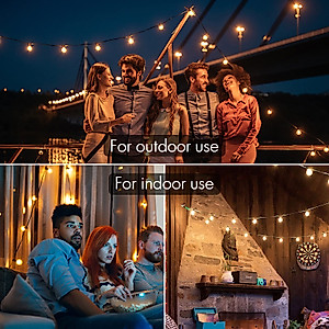SUNTHIN Smart String Lights, 97FT Smart Patio Lights Work with Alexa & Google Assistant, 48 G40 Shatterproof LED Bulbs, Waterproof Hanging Lights for Porch, Backyard, Deck, Garden, Pergola, Bistro
