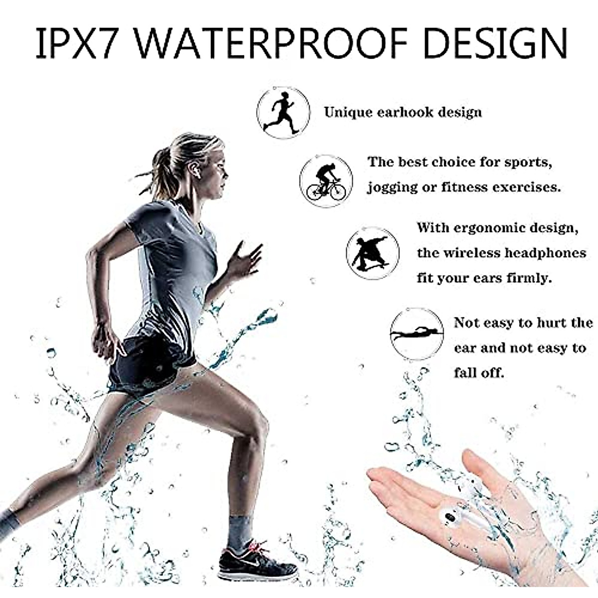 Wireless Earbuds, Bluetooth Earbuds Touch Control Stereo Sound Bluetooth Headphones with Mic, 35H Playtime IPX7 Waterproof Wireless Ear Buds with Type C Charging Case for airpod iPhone Android iOS