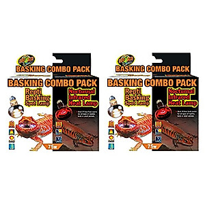 Zoo Med 2 Pack of Day/Night Light Basking Combo Pack, Each Pack Contains 1 Day and 1 Night Bulb
