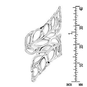 AeraVida Beautiful Exquisite Cut-Out Leaf-Leaves Wrap .925 Sterling Silver Chic Ring for Men Women - Size 6