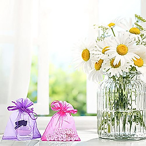 LYSXP 100 Pcs Organza Bags 3×4 Inches，Sheer Organza Gift Bags with Drawstring, Jewelry Favor Pouches Christmas Candy Wedding Birthday Party Bags (Mixed Color,3"×4"）