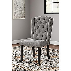 Signature Design by Ashley Jeanette Modern Tufted Dining Upholstered Side Chair, Set of 2, Gray