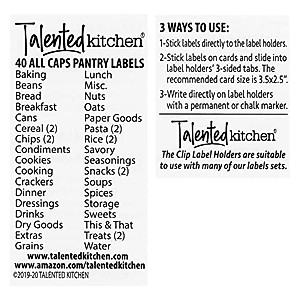 Talented Kitchen 8 Piece Metal Basket Labels Clip On Holders with 40 Labels for Kitchen Storage, Black Label Clips for Storage Bins