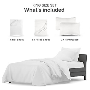 1000 Thread Count Sheet Set – 100% Cotton Bed Sheets – Softer Than Egyptian Cotton - 4-Piece King Set - Soft Sateen Weave - Hotel Quality Luxury Bedding - Up To 16" Deep Pocket – Fitted (White)