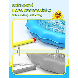 QPAU Non-Slip Splash Pad for Kids and Dog | 0.4 mm Thickened Sprinkler Pool Water Play Mat for Summer and Outdoor | Fun Backyard Water Toy Fountain Mat for Baby Girls Boys or Pet Dog (67"), Blue