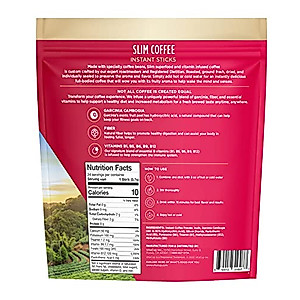 VitaCup Slim Instant Coffee Packets, Boost Diet & Metabolism with Ginseng, Garcinia, B Vitamins, Skinny Coffee, Bold & Smooth, Medium Dark Roast, 100% Arabica Coffee in Single Serve Sticks, 48 Ct