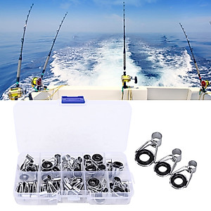 90Pcs Fishing Rod Pole Ring Stainless Steel Ceramics Fishing Rod Repair Kit Fishing Rods and Accessories