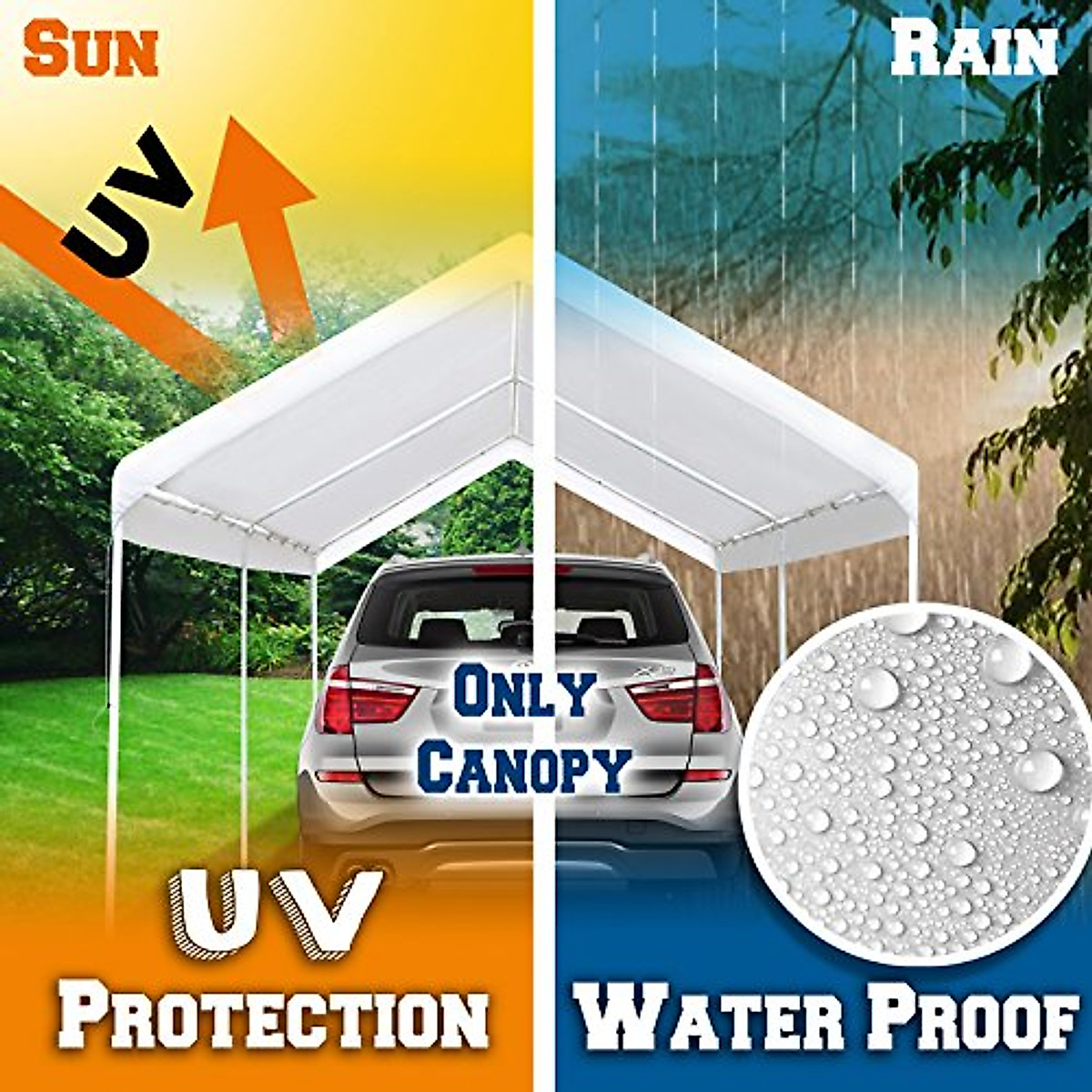 BenefitUSA 10'x20' Carport Replacement Canopy Garage Top Tarp Shelter Cover, Canopy ONLY (w/Edge)