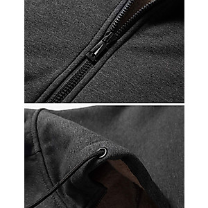 Gihuo Men's Winter Sherpa Lined Hoodie Zip Up Sweatshirt Heavyweight Warm Fleece Jacket with Pockets (Dark Grey, Large)