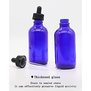 Toaazhy 4 pack,blue eye glass dropper bottles 4 oz,120 ml dark empty tincture bottles with dropper,alcohol,hair oil bottle,perfume,essentia,small,droppers for oils,medicine,pipette,drip drop,travel