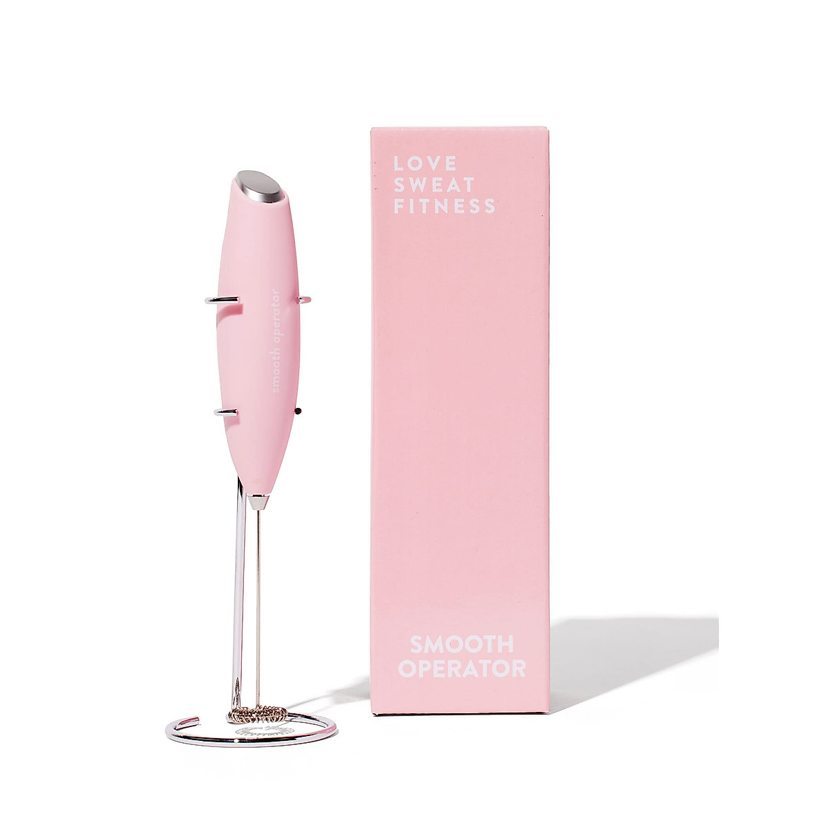 Smooth Operator Pink Handheld Electric Whisk, Milk Frother, Foam Maker for Protein, Coffee & More - Stainless Steel Stand Included