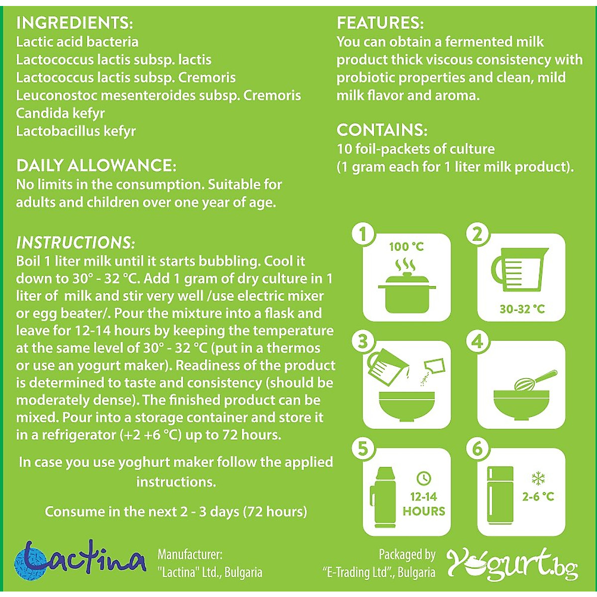 Kefir Yogurt.bg - Starter Culture - Digestive Health,detoxifying-for 10l