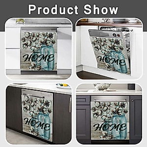 Pastoral Style Dishwasher Magnet Cover,Home Kitchen Decoration,Rustic Idyllic Style Sticker Decorative Refrigerator,Vase Flower Magnetic Decals Sheet 23 W x 26 H Inch