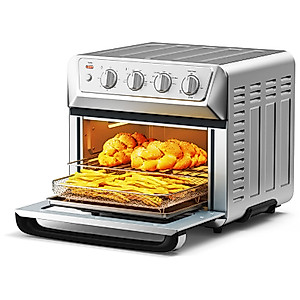 GOFLAME Convection Toaster Oven Air Fryer 7-in-1, 21.5 QT Airfryer Toaster Oven Combo Recipe, 4 Accessories Pull-out Crumb Tray, Air Fry Basket & Baking Tray Rack