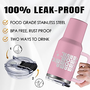 NIAXAUYT Gifts for Mom, Best Mom Ever Tumbler 40oz with Handle and Straw, Mama/Mom Gifts From Daughter Son, Mom Birthday Gifts, Mothers Day Presents Ideas, Christmas Gifts for Best Mom Ever Mug, Pink