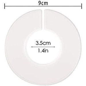 QUUPY 10Pcs White Plastic Clothing Rack Size Dividers Closet Organizer Hanger Separator Divides Clothing Rod Round Hangers Closet Dividers for Home Closets Clothing Shops Clothing Rack