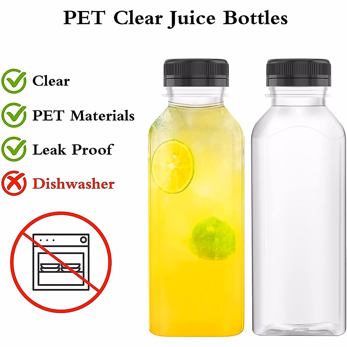 3 Pcs 17 Oz Plastic Juice Bottles Empty Clear Containers with Tamper Proof Lids for Juice, Milk and Other Beverage