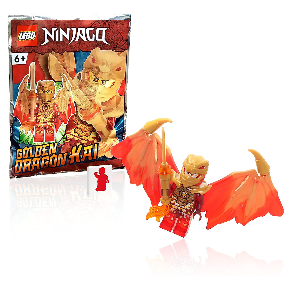 LEGO NINJAGO Crystalized Minifigure - Kai (Golden Dragon) with Wings and Gold Fire Sword