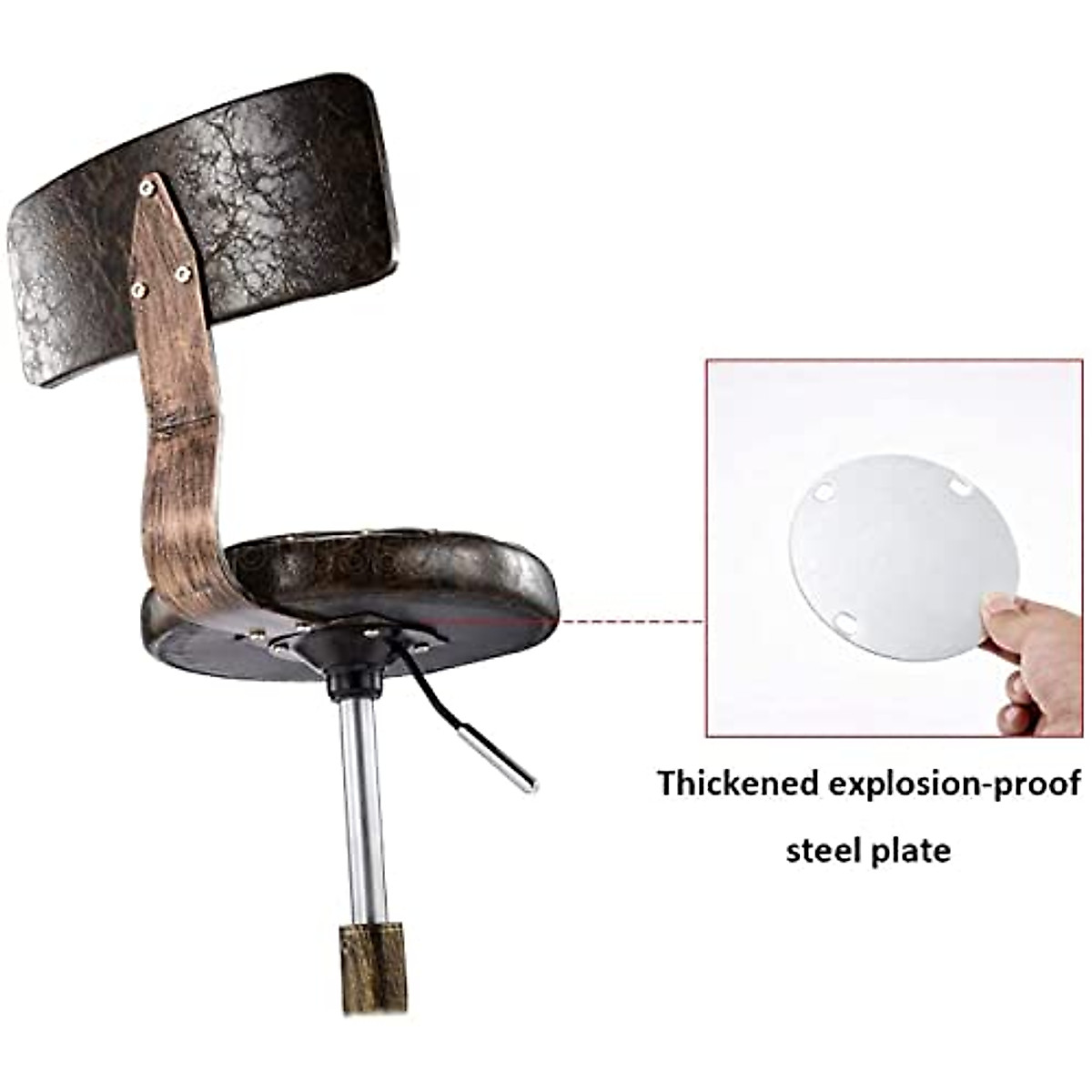 Swivel Bar Stool Studio Stool on Wheel，Roller Stool with Denim Pattern PU Synthetic Leather Seat，Adjustable Height 48-58 cm，Supported weight 160 Kg，Mechanic Stoolfor Beauty Salon Kitchen Spa,Adjustabl