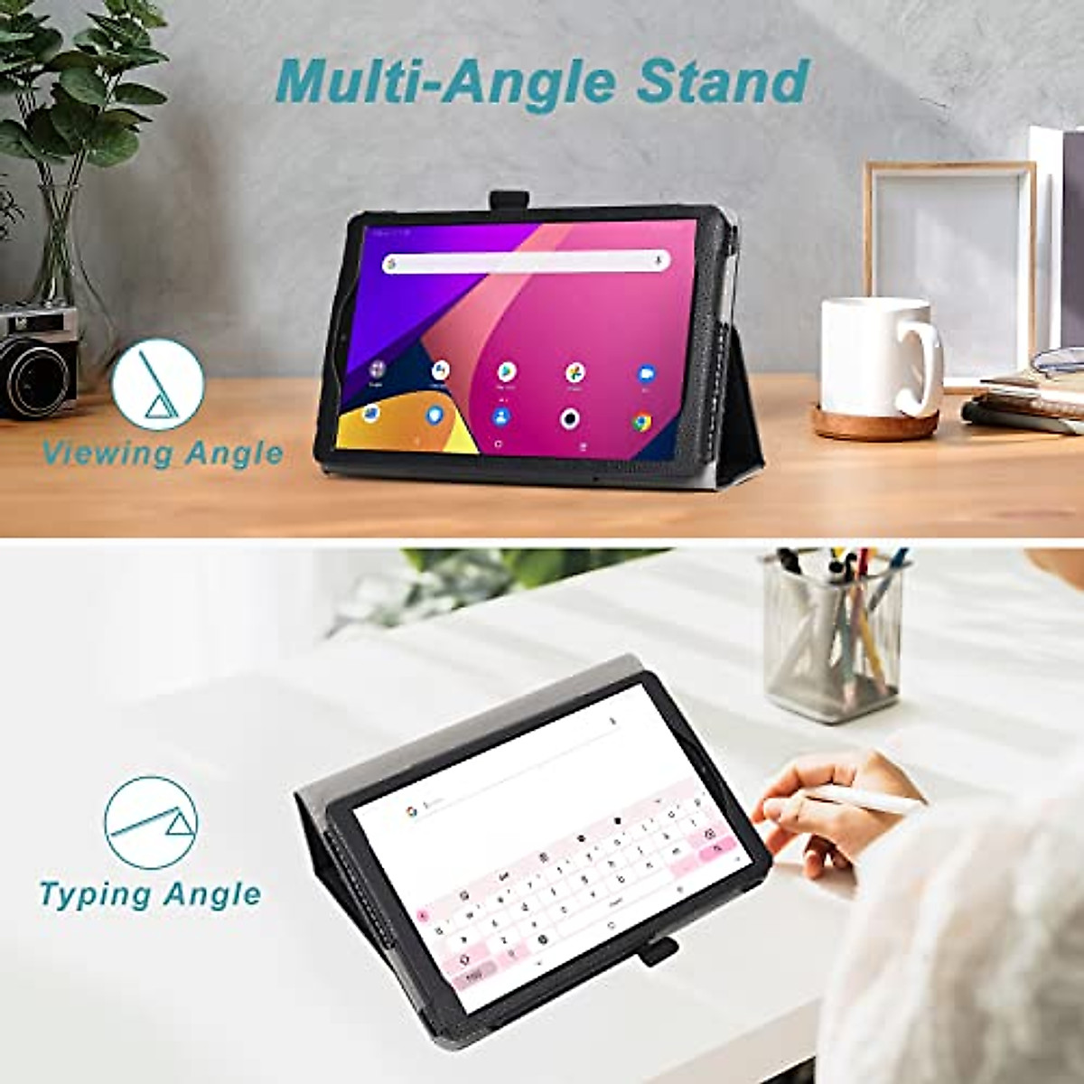 DMLuna Case for TCL Tab 8 LE 8" Tablet (Model: 9137W) 2023 Release, (Not Fit TCL Tab 8 Model: 9038S), Folio Premium PU Leather Stand Cover with Hand Strap/Card Slot, Black