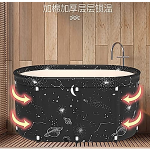 40" Portable Foldable Bathtub, Soaking Bathing Tub for Adults, Separate Family Bathroom SPA Tub with Drain, Ideal for Hot Bath Ice Bath, Black