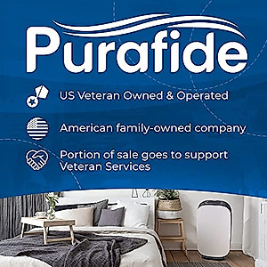 Purafide XP360 Veteran Owned Air Purifier covers 2200 Sq Ft. with 2-Year H13 HEPA, 6-stage filtration capturing Smoke, Odor, Pet Dander, Dust in Home, Bedroom, Living Room & Offices - White
