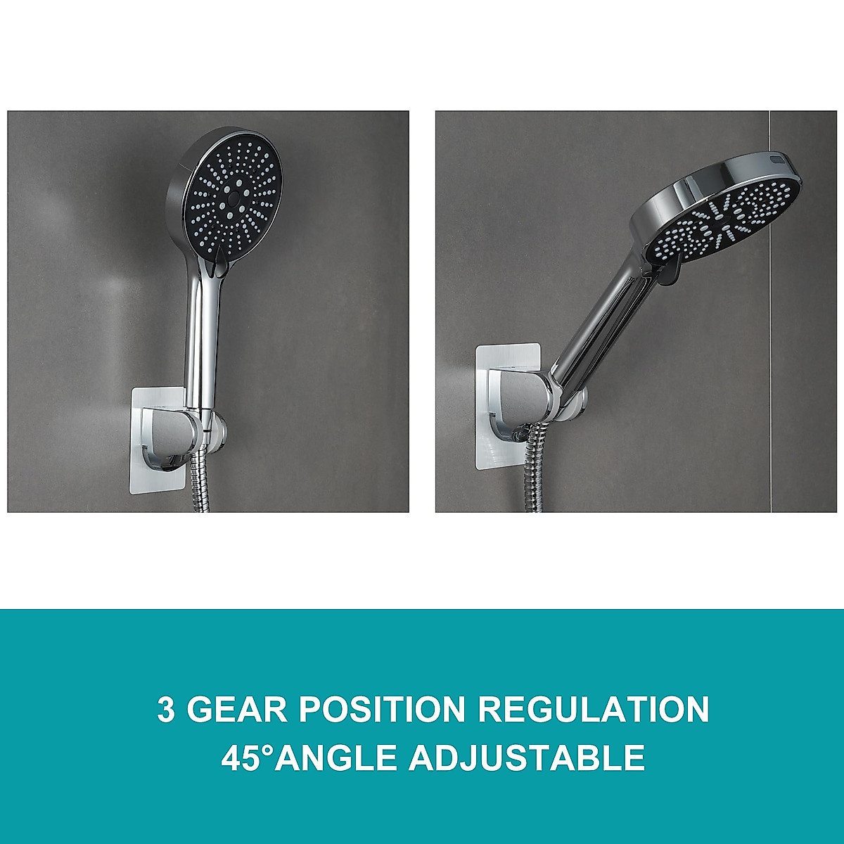 GwernKB Strong Adhesive and Waterproof Shower Head Holder for Handheld Showerhead Adjustable No Drilling Wall Mount Bracket for RV Kids Bathroom Shower,Fix Firmly and Use Conveniently
