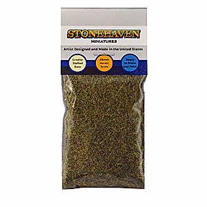 Stonehaven Miniatures Static Grass, Warm Green - 2mm Length Fibers - Master Quality Base & Scenery Flock - Realistic Texture & Detail - for 28mm Scale Table Top War Game Miniatures - Made in USA
