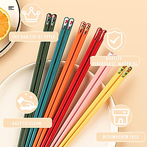 5 Pairs Family Reusable Chopsticks Dishwasher Safe, Non-Slip Family/ Hotel/ Restaurant Japanese Chop Sticks, Chinese ChopStick Gift Set, A