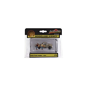 Woodland Scenics Autoscene Paul's Fresh Produce Pickup Truck w/Figures HO Scale