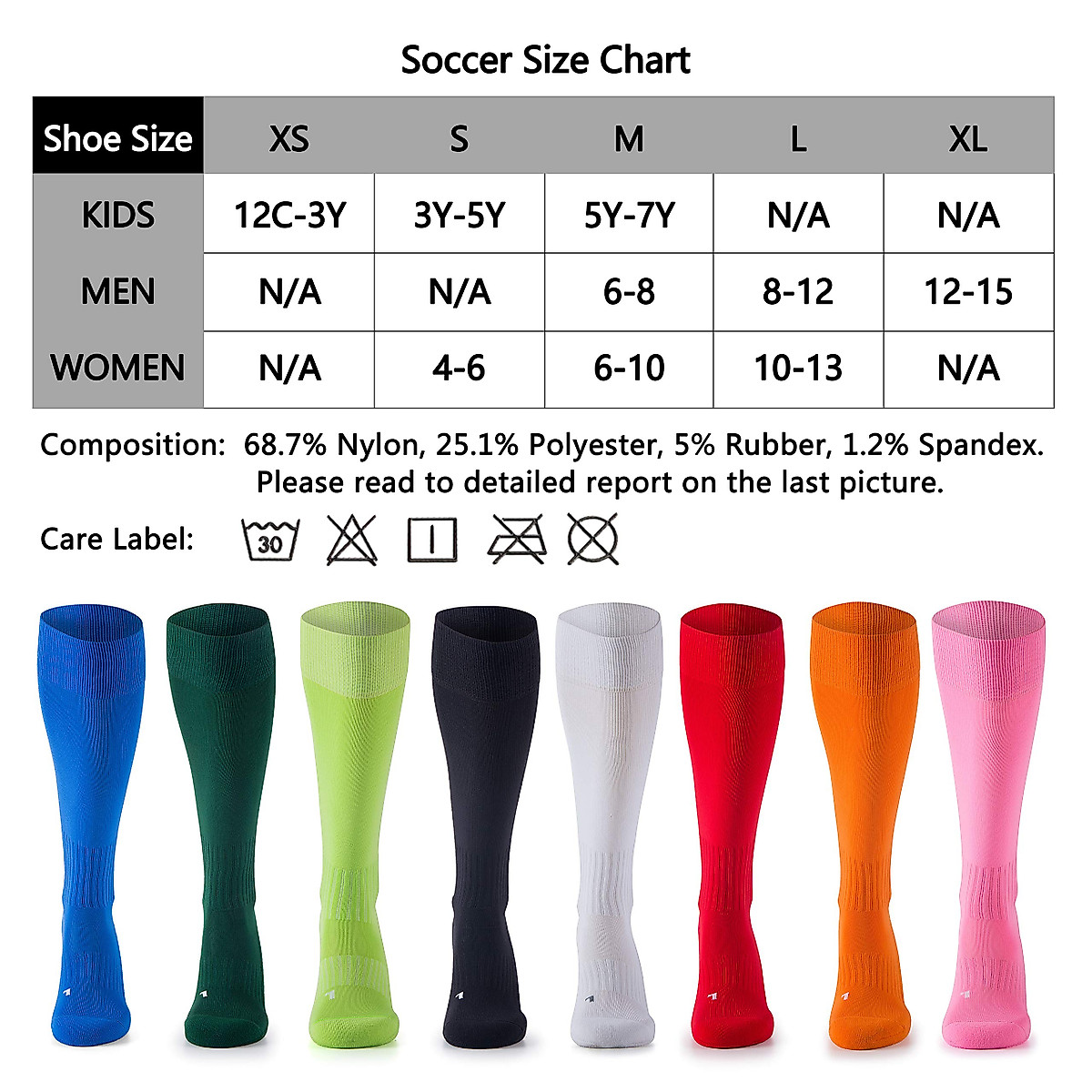 CelerSport 2 Pack Soccer Softball Baseball Socks for Youth Kids Adult Over-The-Calf Knee High Socks with Cushion, Black (2 Pack), Medium