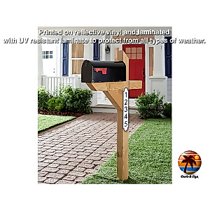 Curb N Sign Mailbox Numbers Plaques - Made of Aluminum Composite Material - Super Reflective Mailbox Numbers for Outside - Customized Mailbox Number Plaque - Pre-Drilled - Versatile Usage (American flag)