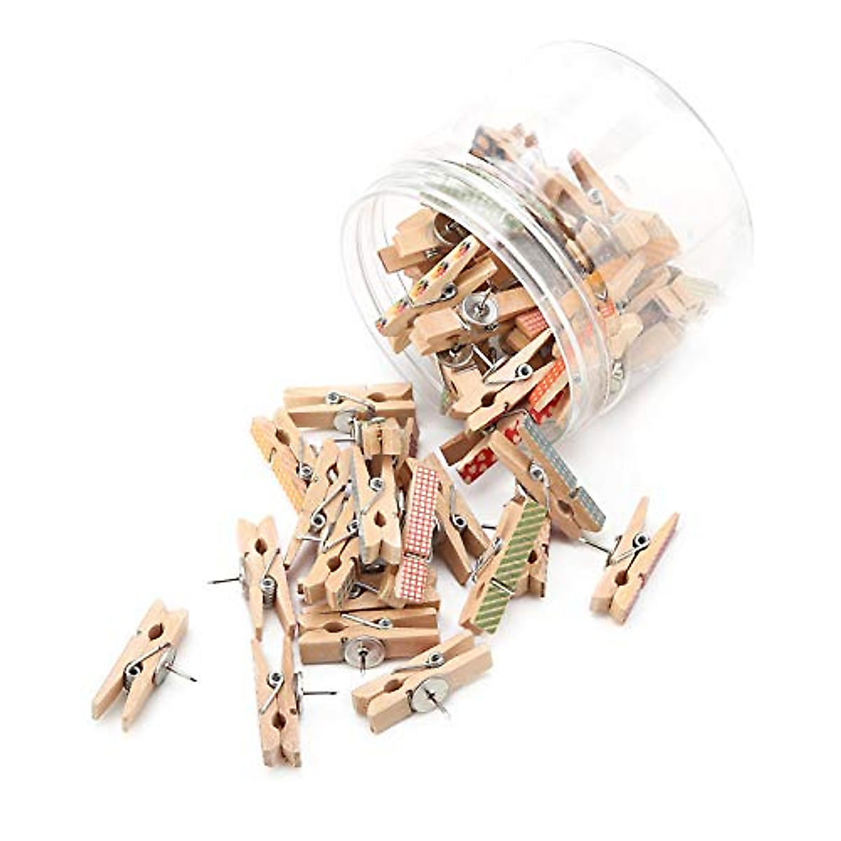 Oumefar 50pcs Wooden Clips Mini Size 35 * 7mm Natural Crude Wood Clips Craft Decoration Pegs for Photo Clips Clothes Clothespin