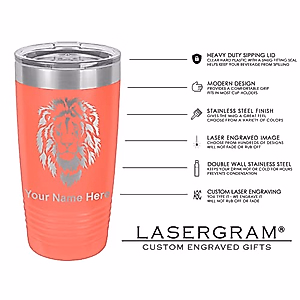 LaserGram 20oz Vacuum Insulated Tumbler Mug, African Elephant, Personalized Engraving Included (Coral)