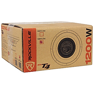 Rockville W8T4-S4 8" Shallow Mount 1000w Peak Car Subwoofer 4-Ohm Sub 250w RMS CEA Rated