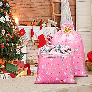 4 Pcs Jumbo Gift Bags 56 In Large Gift Bags with 4 Rolls Ribbons Giant Gift Bags for Huge Gifts Plastic Gift Bags for Presents Wrapping Bike Wrapping Birthday Christmas Party Any Occasion（Pink Dots）