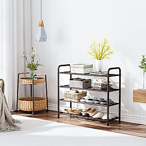 FANHAO 4-Tier Shoe Rack, 100% Stainless Steel Shoe Shelf Storage Organizer 12 Pairs for Closet, Entryway, Bedroom,Dorm Room, Bronze