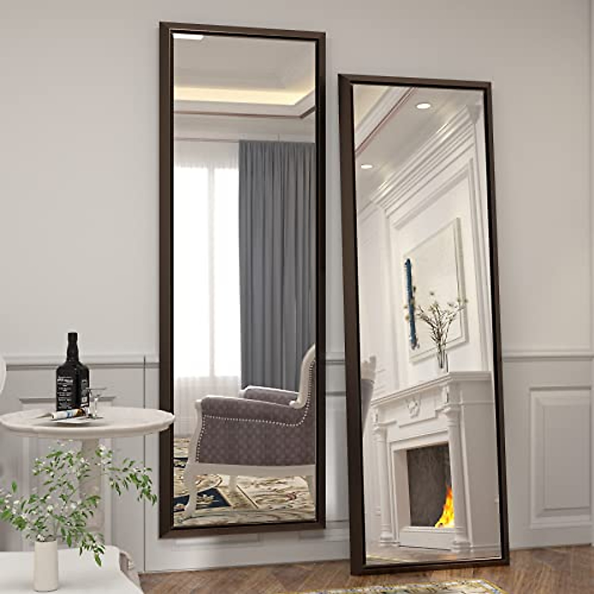 PILOCOS Upgraded 65 x 22 Inch Full Length Floor Mirror, Bronze Wall Mounted Full Body Mirror with Beveled Stereoscopic Aluminum Alloy Frame, Large Dressing Mirror for Living Room/Entryway/Bedroom