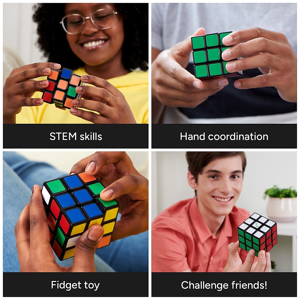 Rubik's Cube, Re-Cube, The Original 3x3 Cube Made with 100% Recycled Plastic 3D Puzzle Fidget Cube Stress Relief Travel Game, for Ages 8+